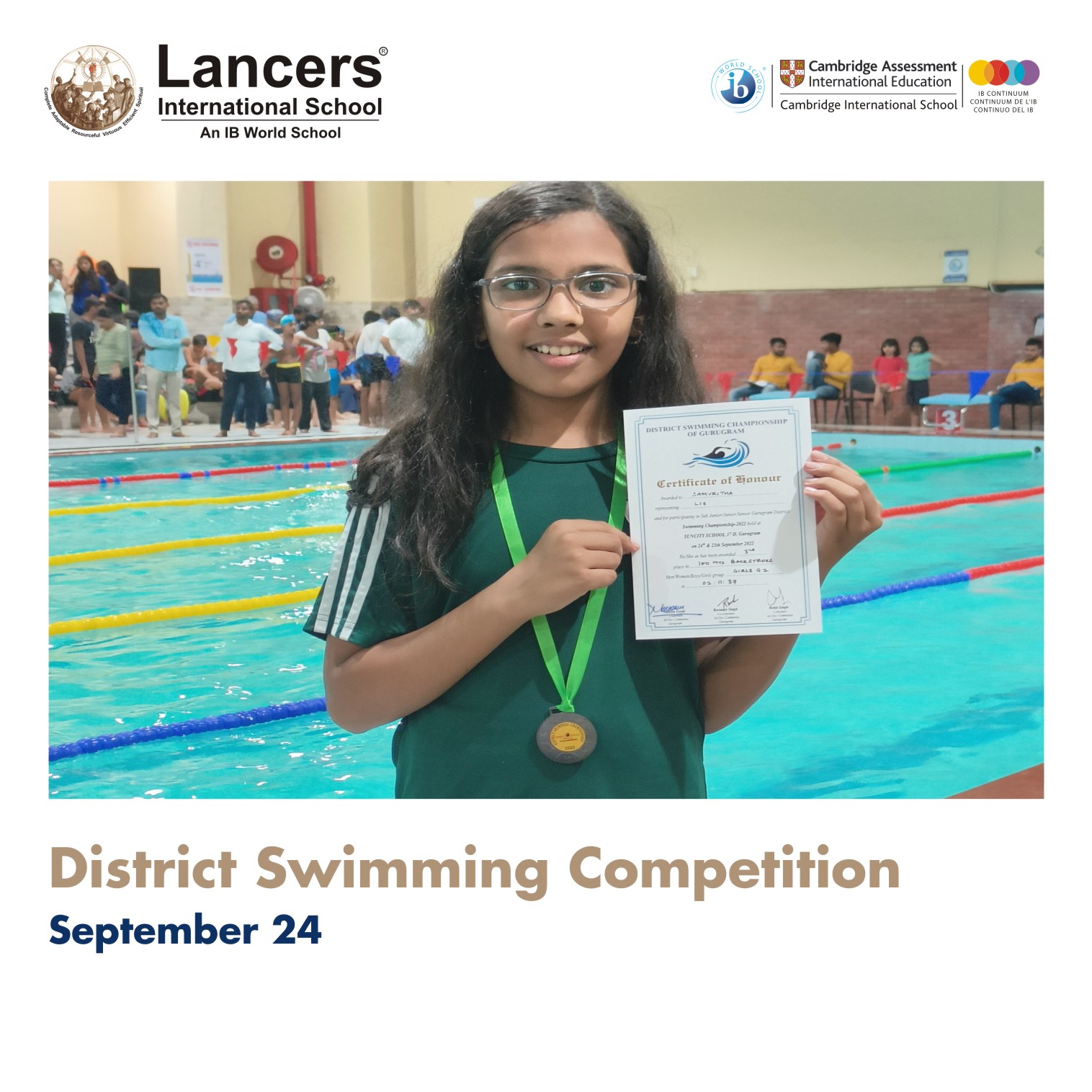 (24th September) District Swimming Competition - Lancers International ...